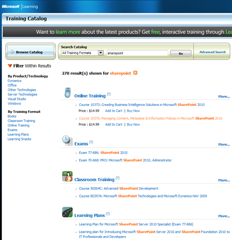 SharePoint Material on Microsoft’s Training Catalog Site | Marc D ...